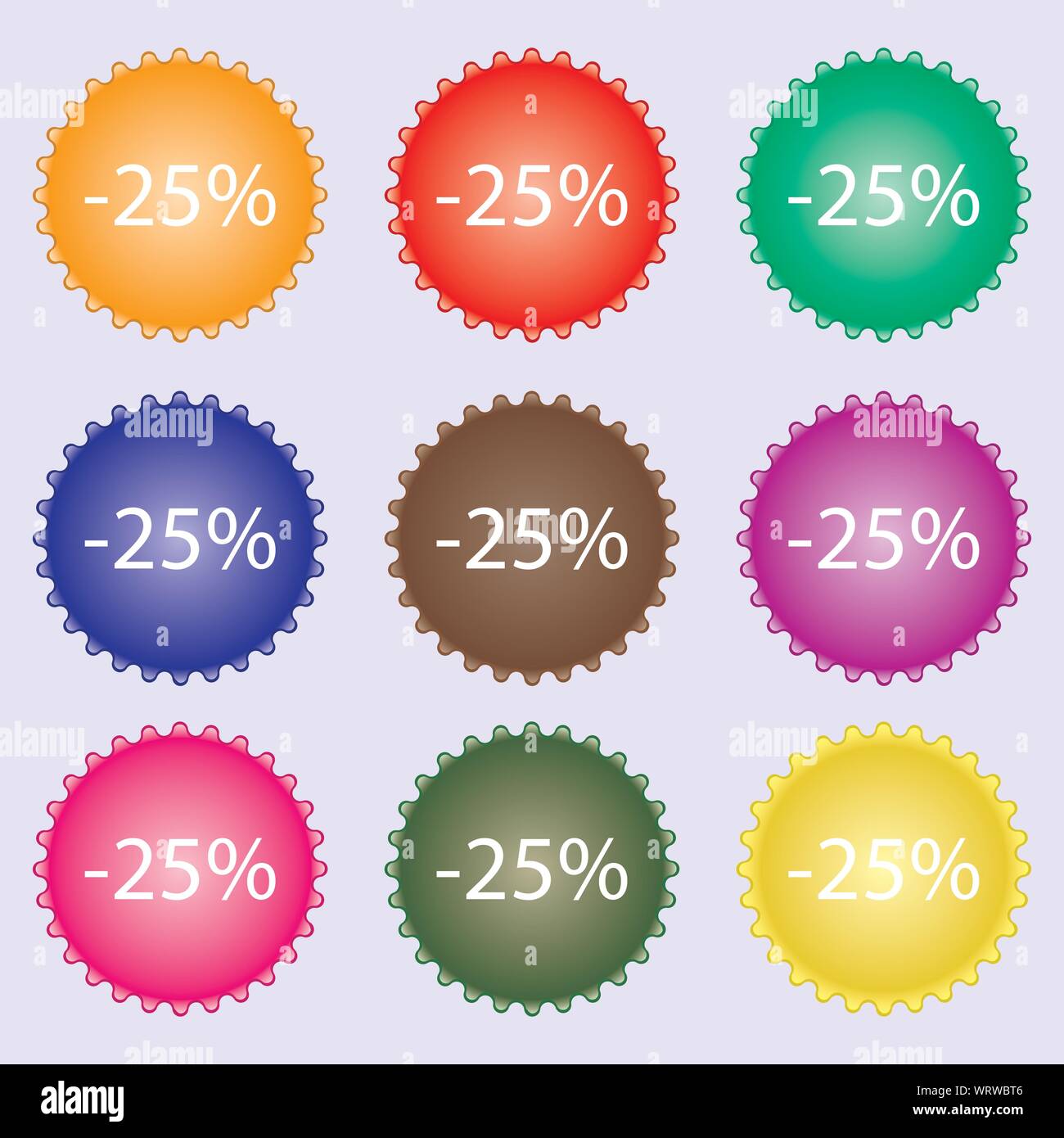 25 percent discount sign icon. Sale symbol. Special offer label. A set ...