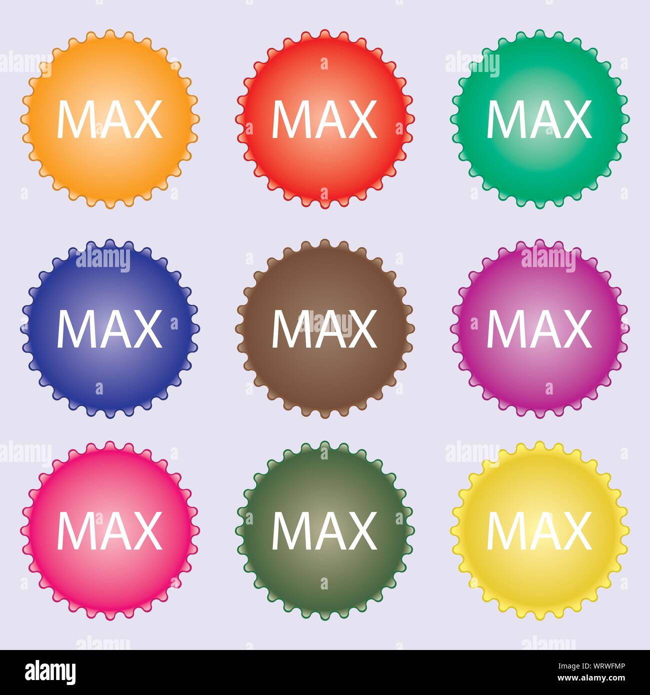 maximum sign icon. A set of nine different colored labels. Vector Stock ...