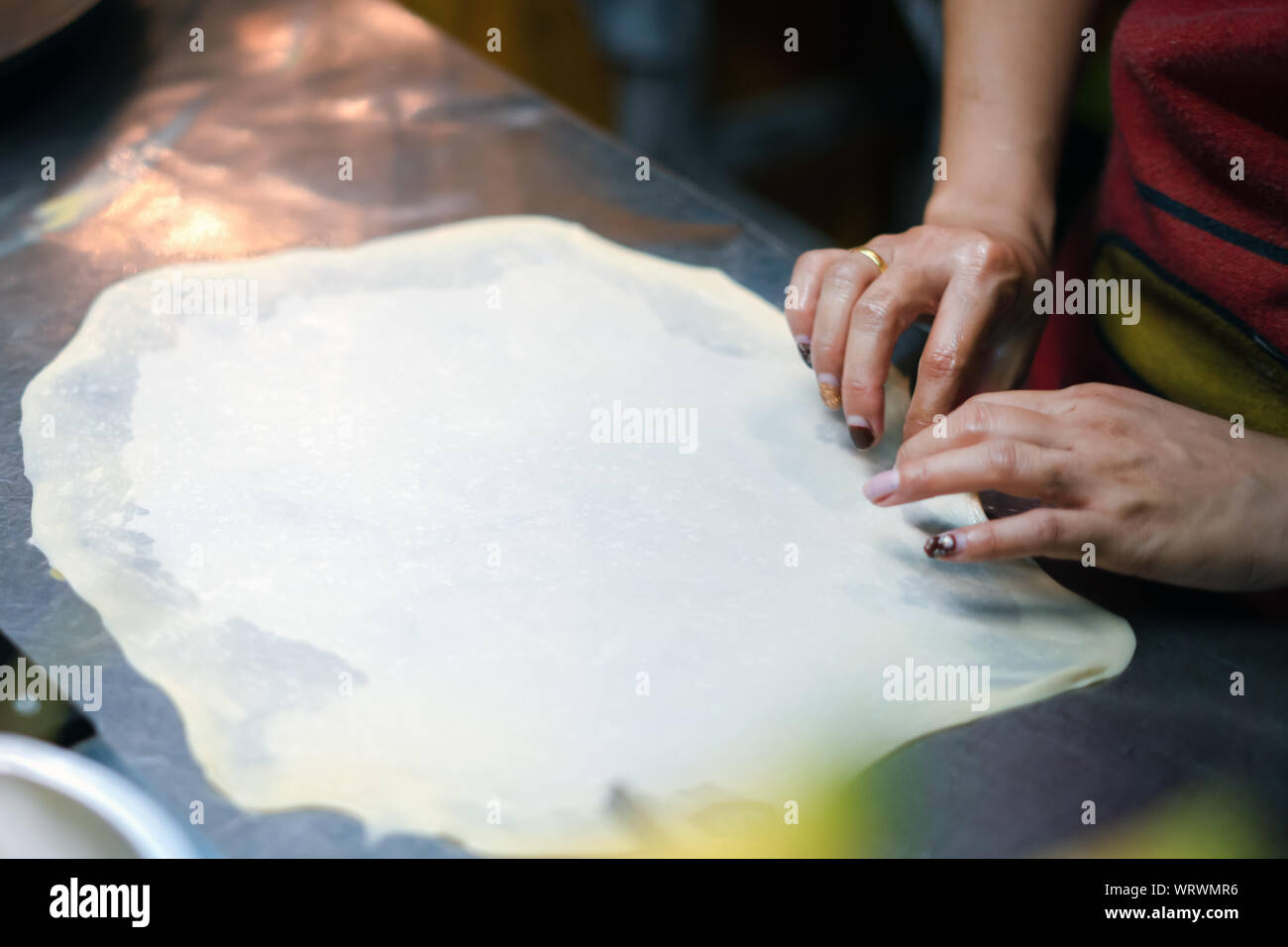 Roti Making, roti thresh flour by roti maker with oil.Thailand Street ...