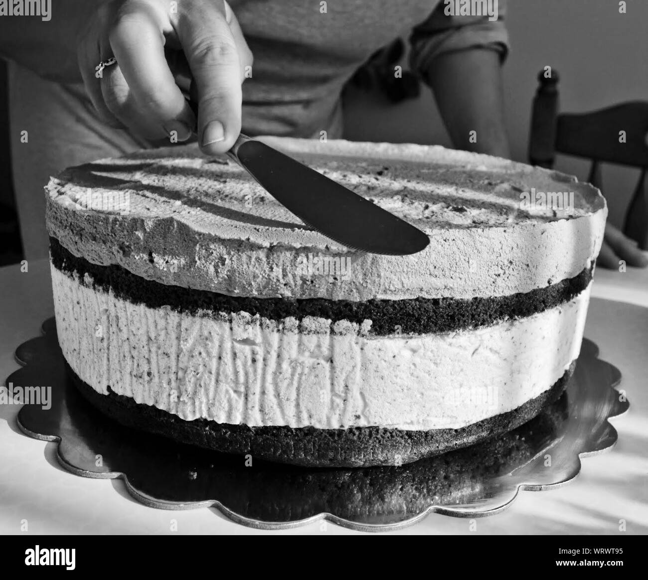 Hand holding cake cake Black and White Stock Photos & Images - Alamy