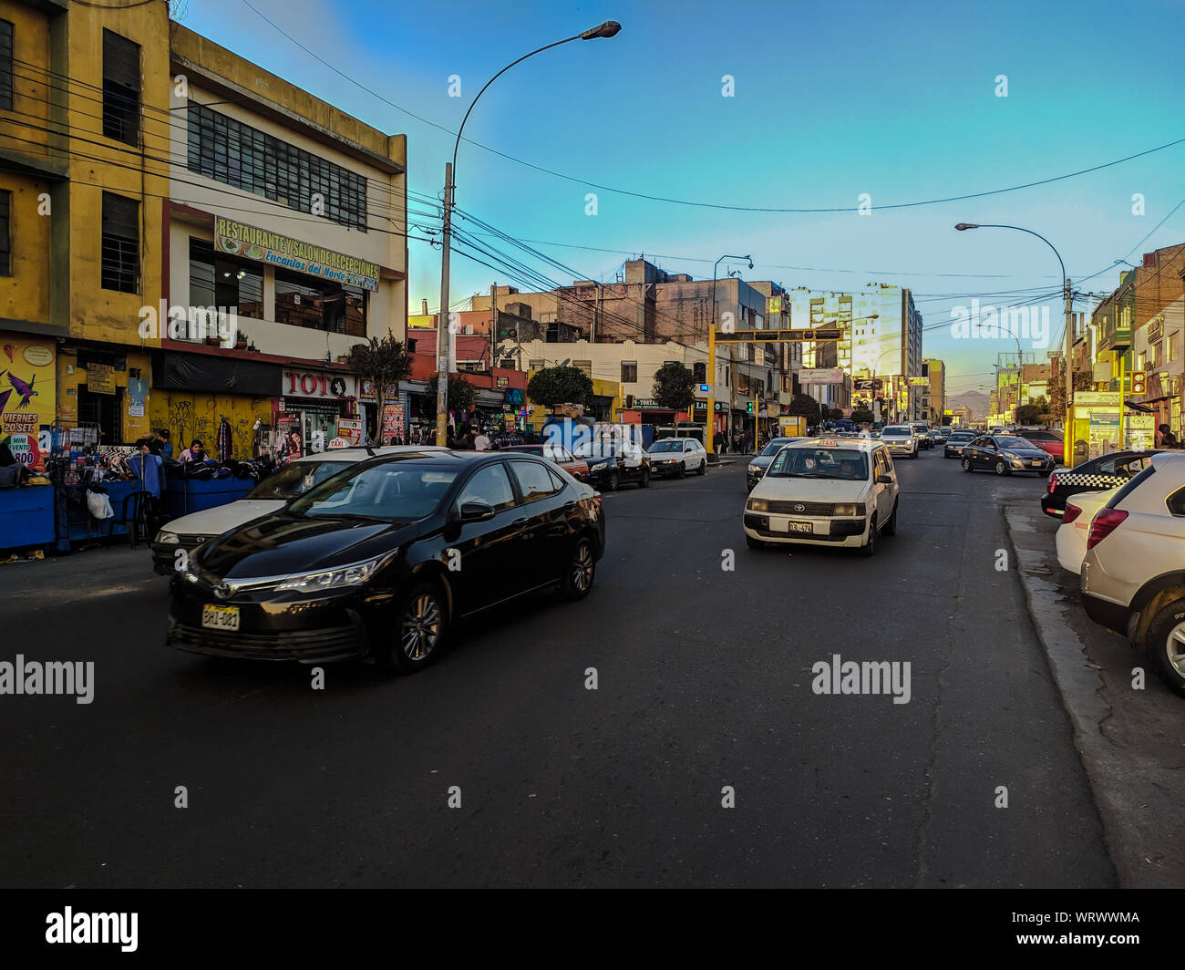 Traffic at the main highways Via expresa and Javier Prado at the ...