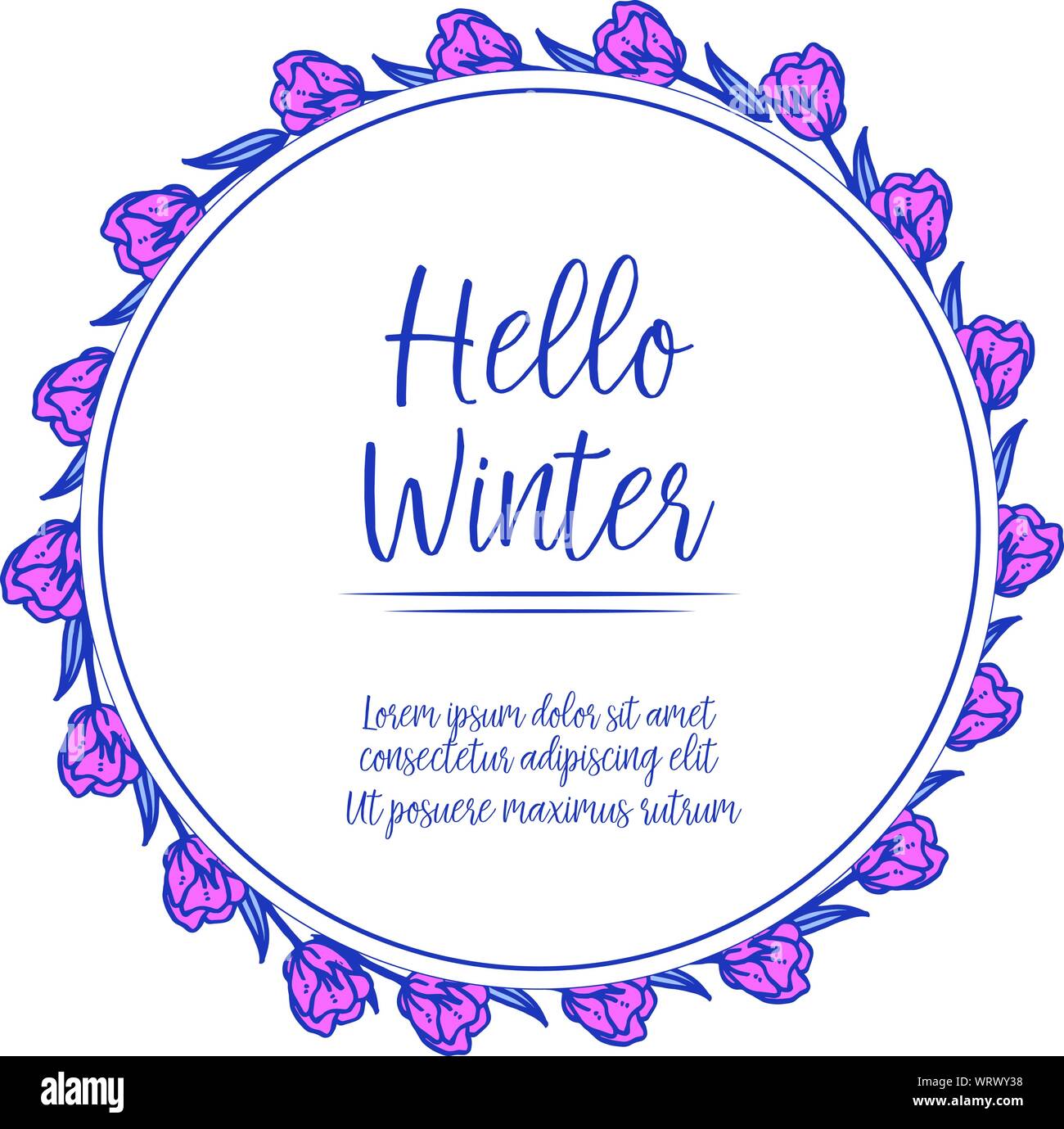 Beautiful colorful leaf flower frame for lettering hello winter. Vector ...
