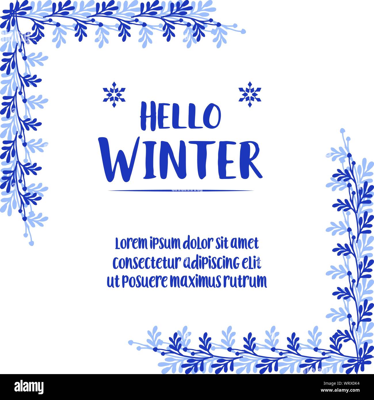 Hello winter card, isolated on white background, with wallpaper art of ...