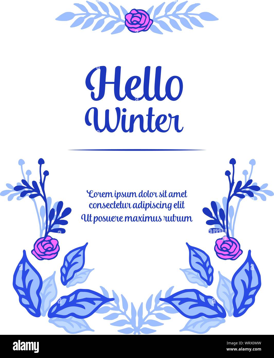 Hello winter card, isolated on white background, with wallpaper art of ...