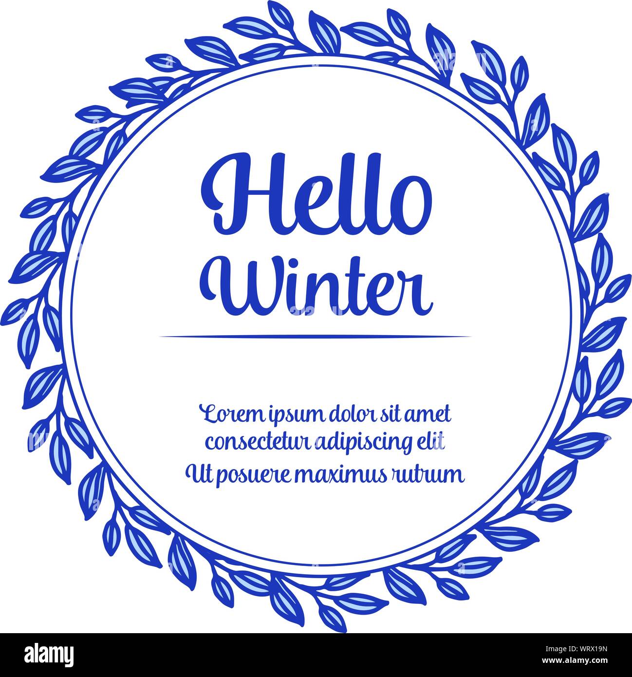 Hello winter card, isolated on white background, with wallpaper art of ...