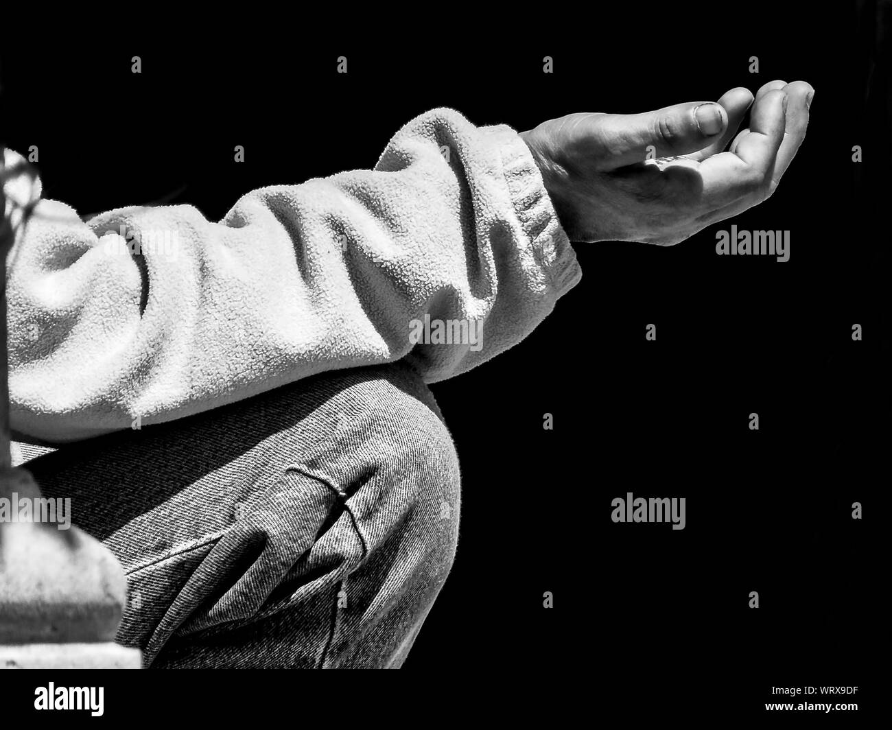 Close up side view cupped hands Black and White Stock Photos & Images ...