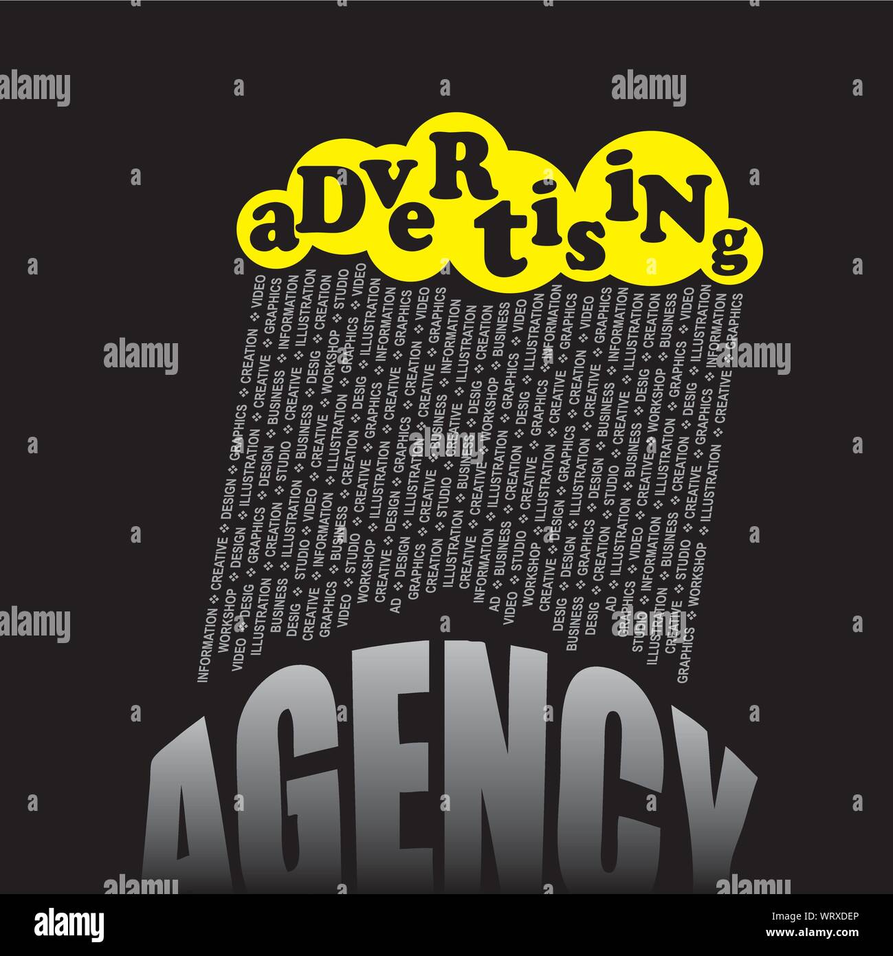 Poster advertising agency with creative elements. Vector illustration ...