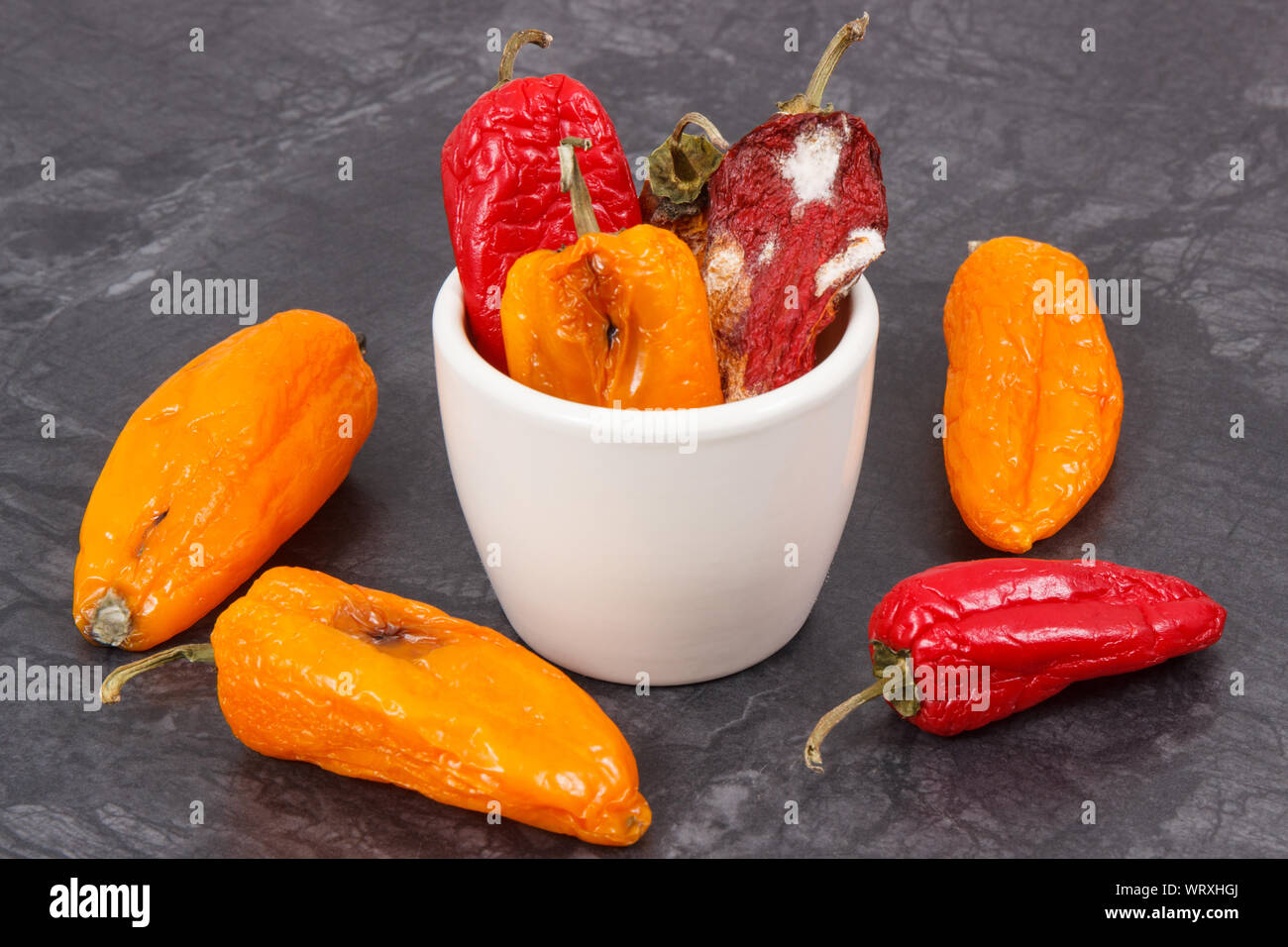 Old wrinkled peppers with mold, concept of unhealthy and disgusting ...