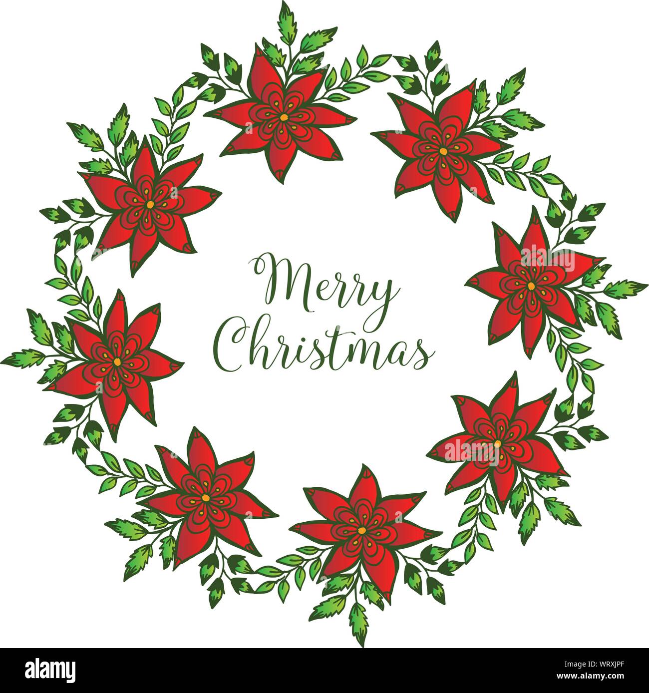 Various shape plant of red flower frame for poster design merry ...