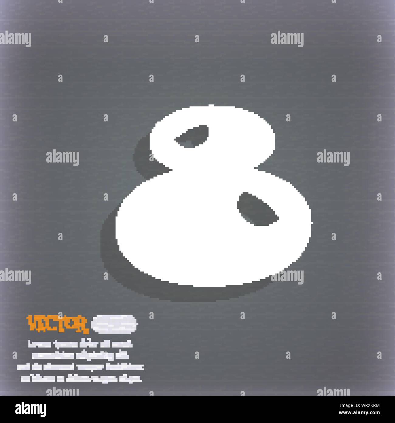 number Eight icon sign. On the blue-green abstract background with ...