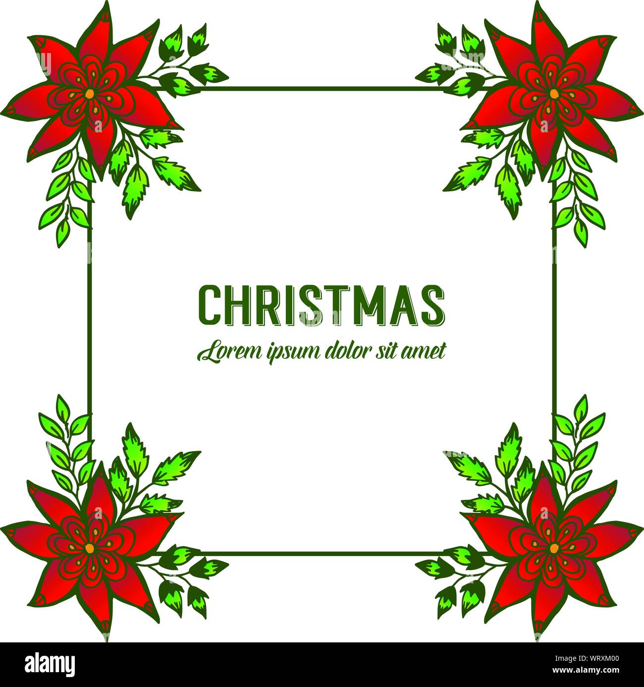 Various shape plant of red flower frame for poster design merry ...