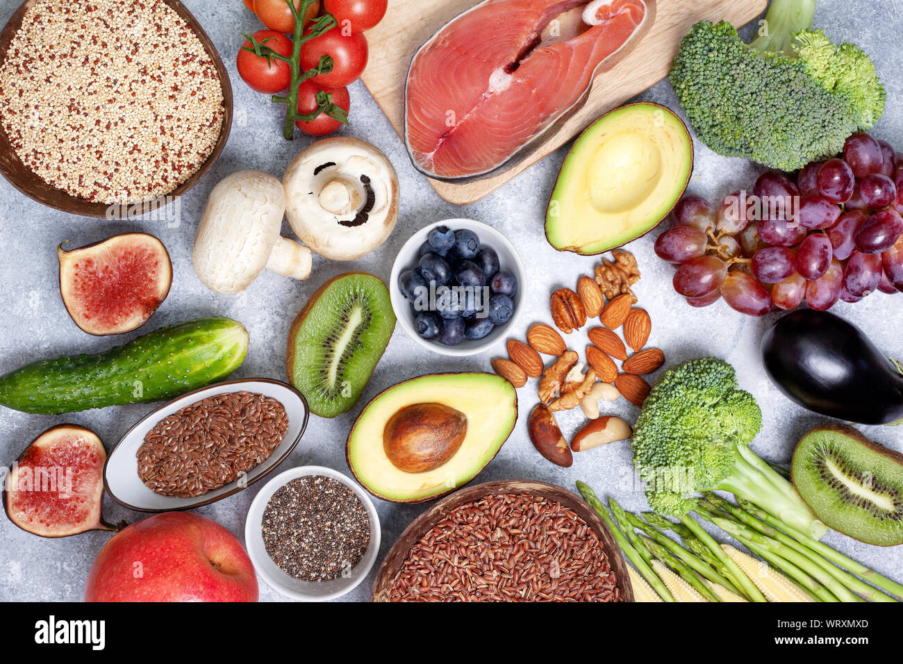 pescetarian diet. products for a healthy diet: fish, cereals ...