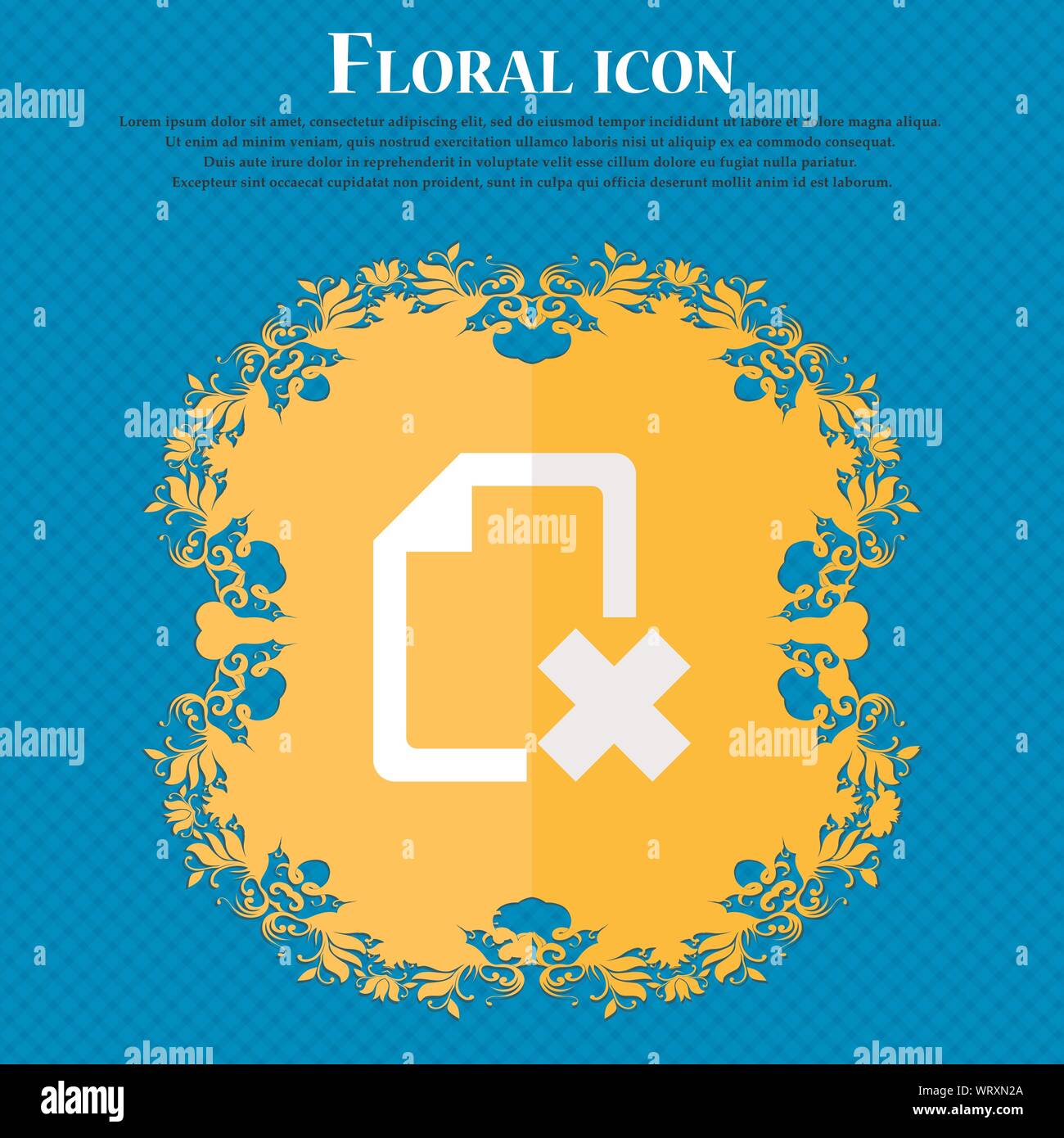 delete File document . Floral flat design on a blue abstract background ...