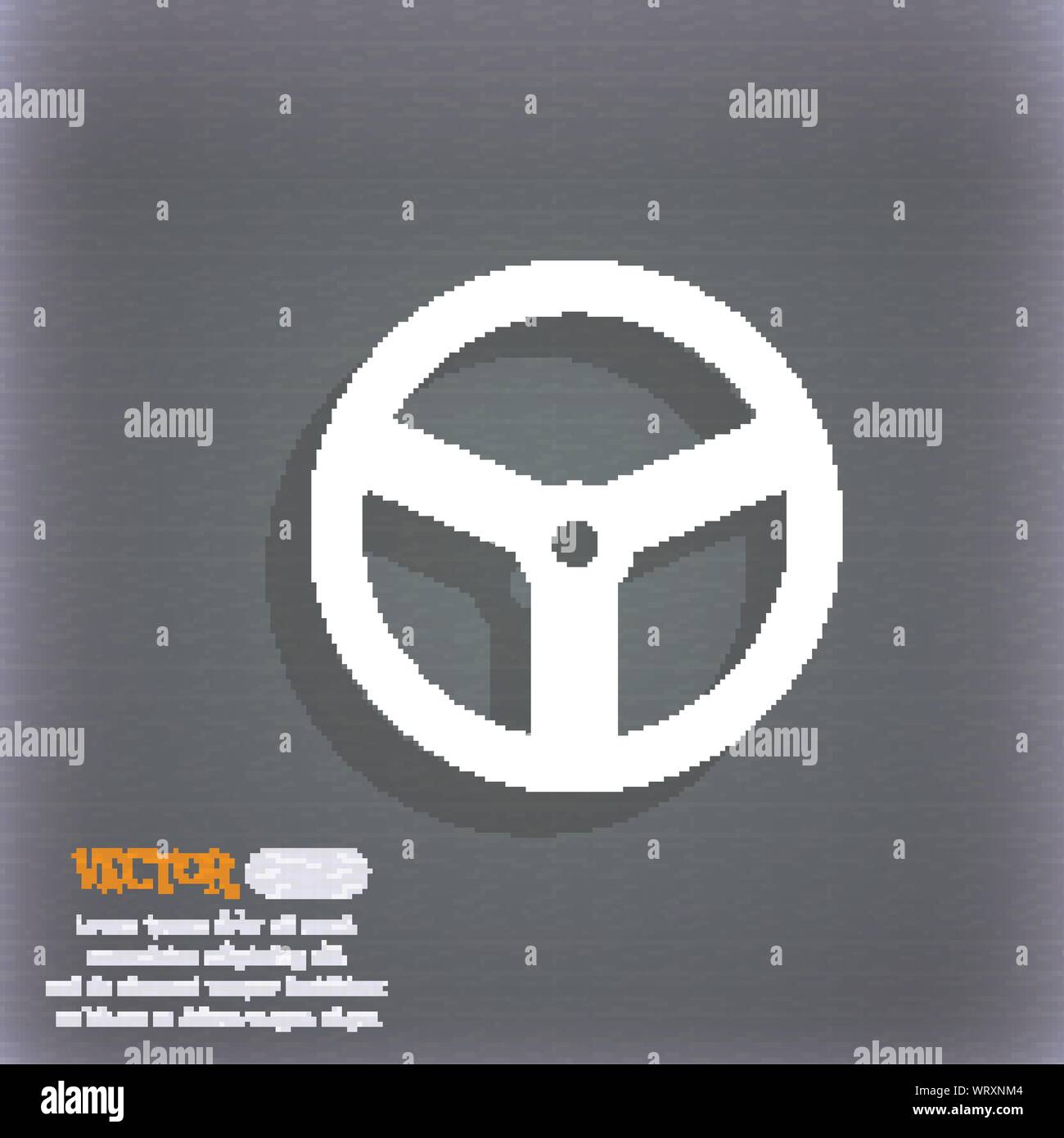 Steering wheel icon sign. On the blue-green abstract background with ...