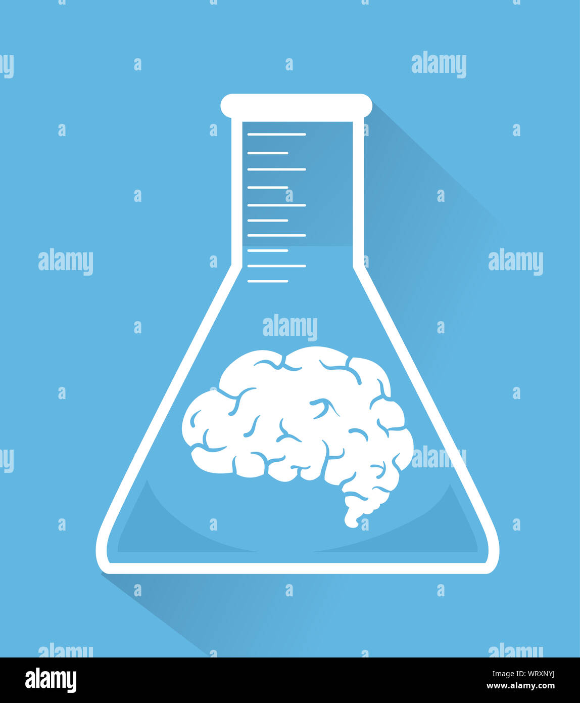 Illustration of a Laboratory Flask with Brain Inside. Brain Experiment ...