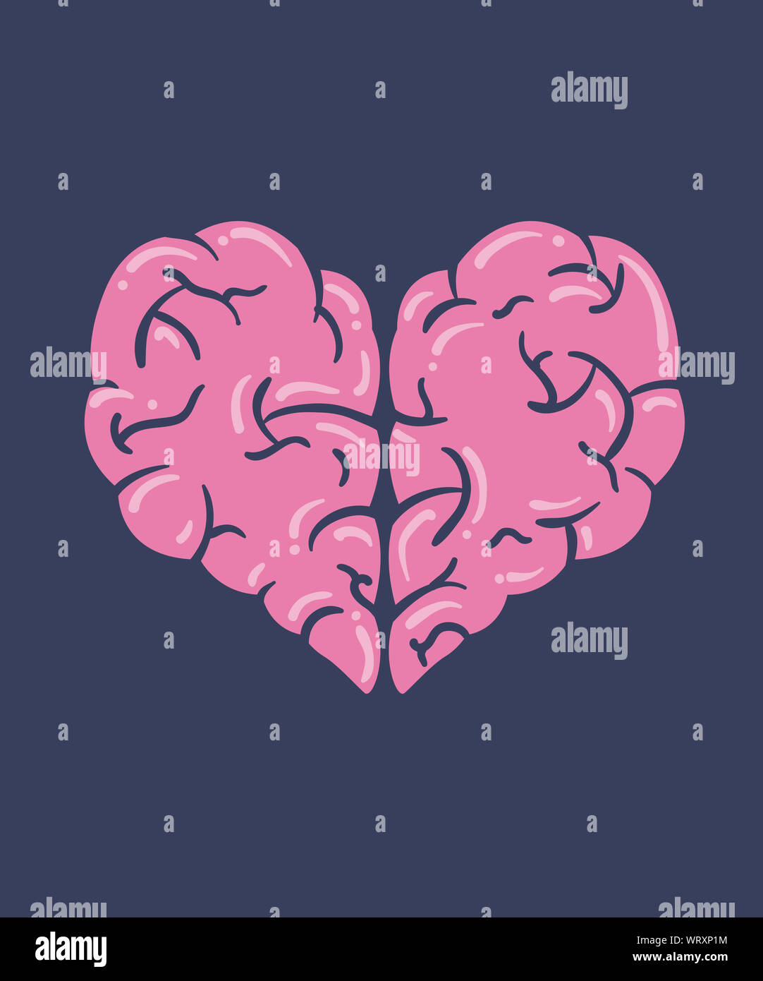 Illustration of a Brain Shaped as a Heart Stock Photo - Alamy