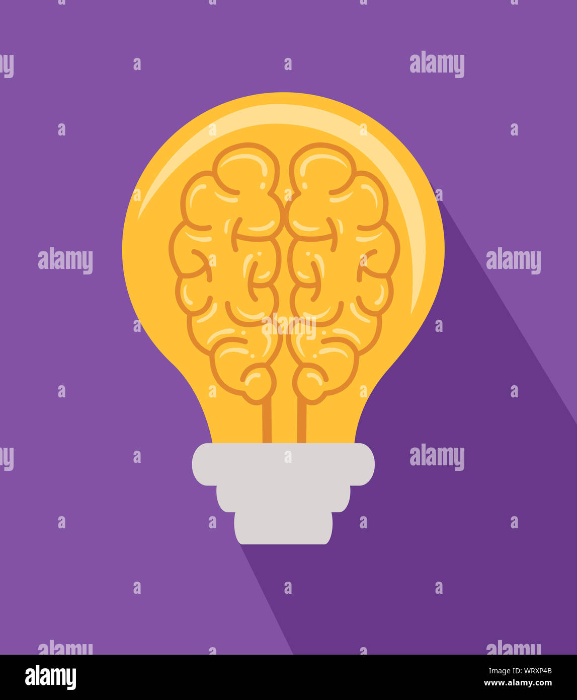 Illustration of a Light Bulb with Brain Inside Stock Photo - Alamy