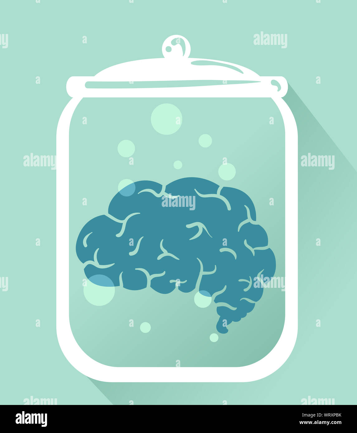 Illustration of a Brain Inside a Glass Jar for Preservation Stock Photo ...