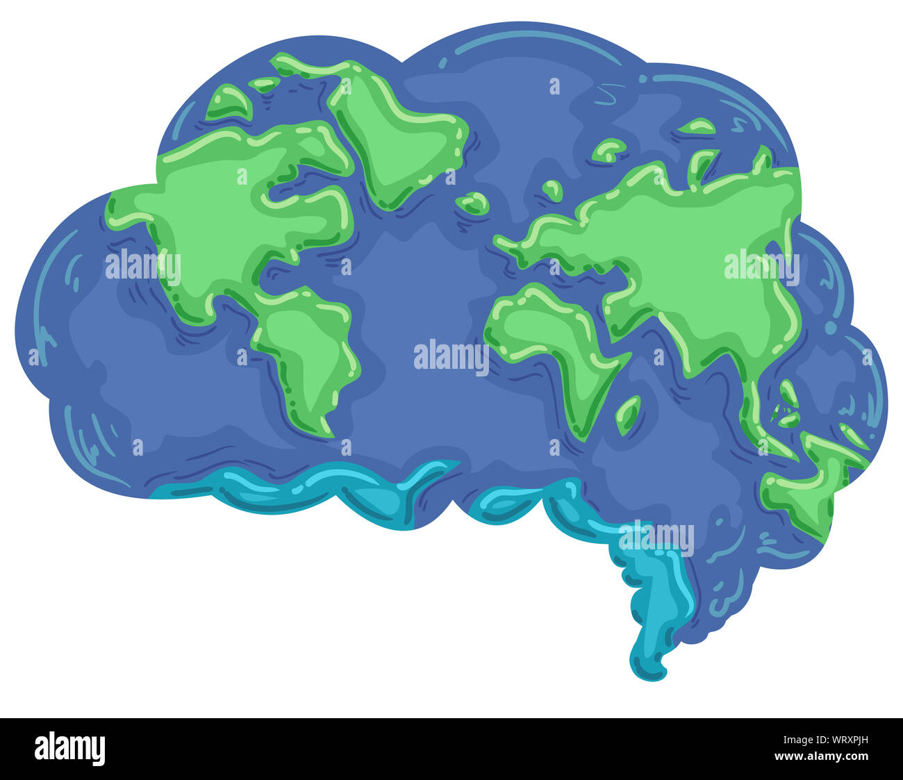 Illustration of the Earth Shaped as a Brain Stock Photo - Alamy