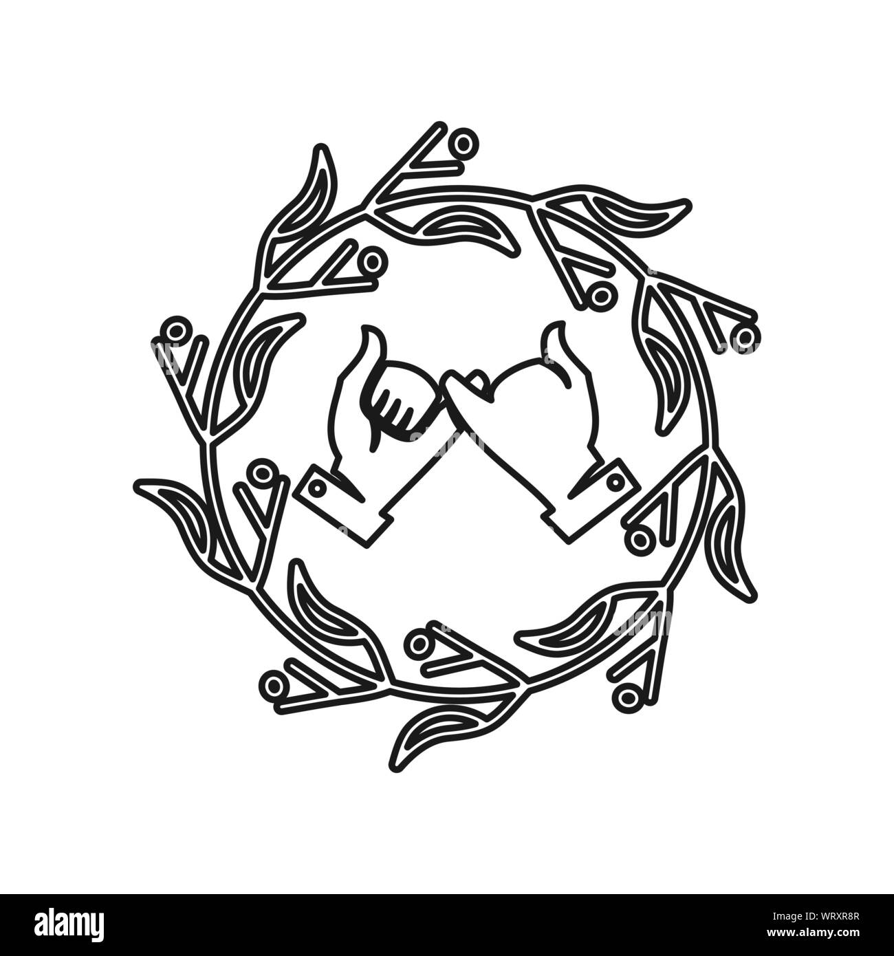 leaf rotation hand Commitment Teamwork Together Outline Logo Stock Vector Image & Art - Alamy