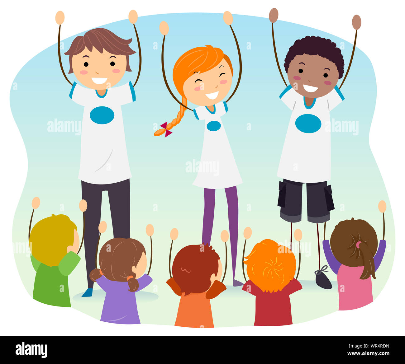 Illustration of Stickman Teens Playing with Kids in an Outreach Program ...