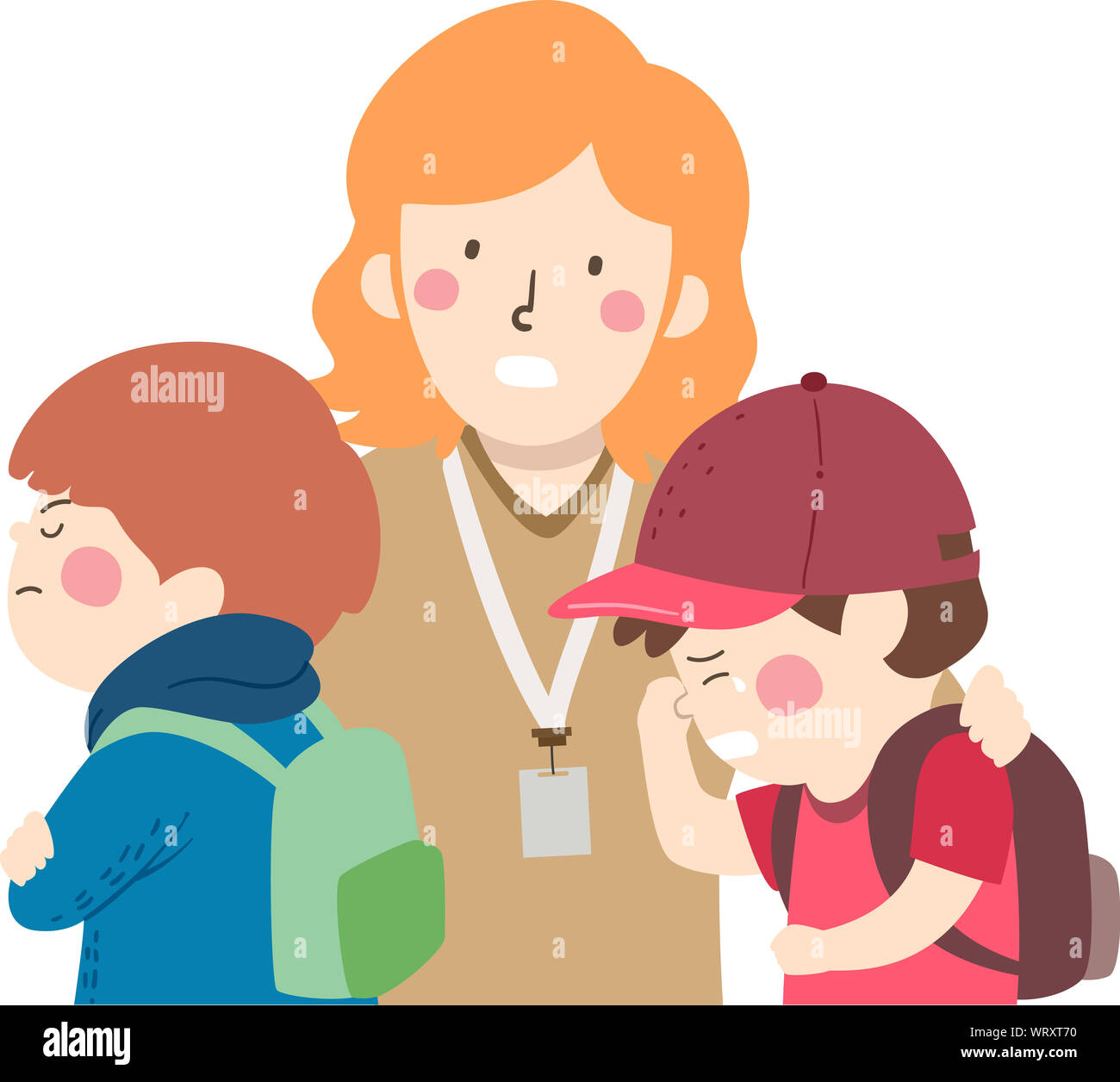 Illustration of Kids Boys with One Crying and a Teacher Mediating and ... Illustration of Kids Boys with One Crying and a Teacher Mediating and ...