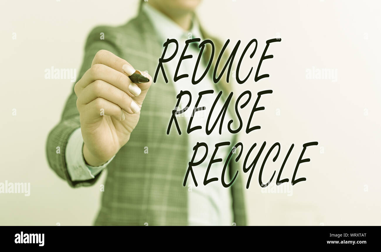 Conceptual hand writing showing Reduce Reuse Recycle. Concept meaning ...