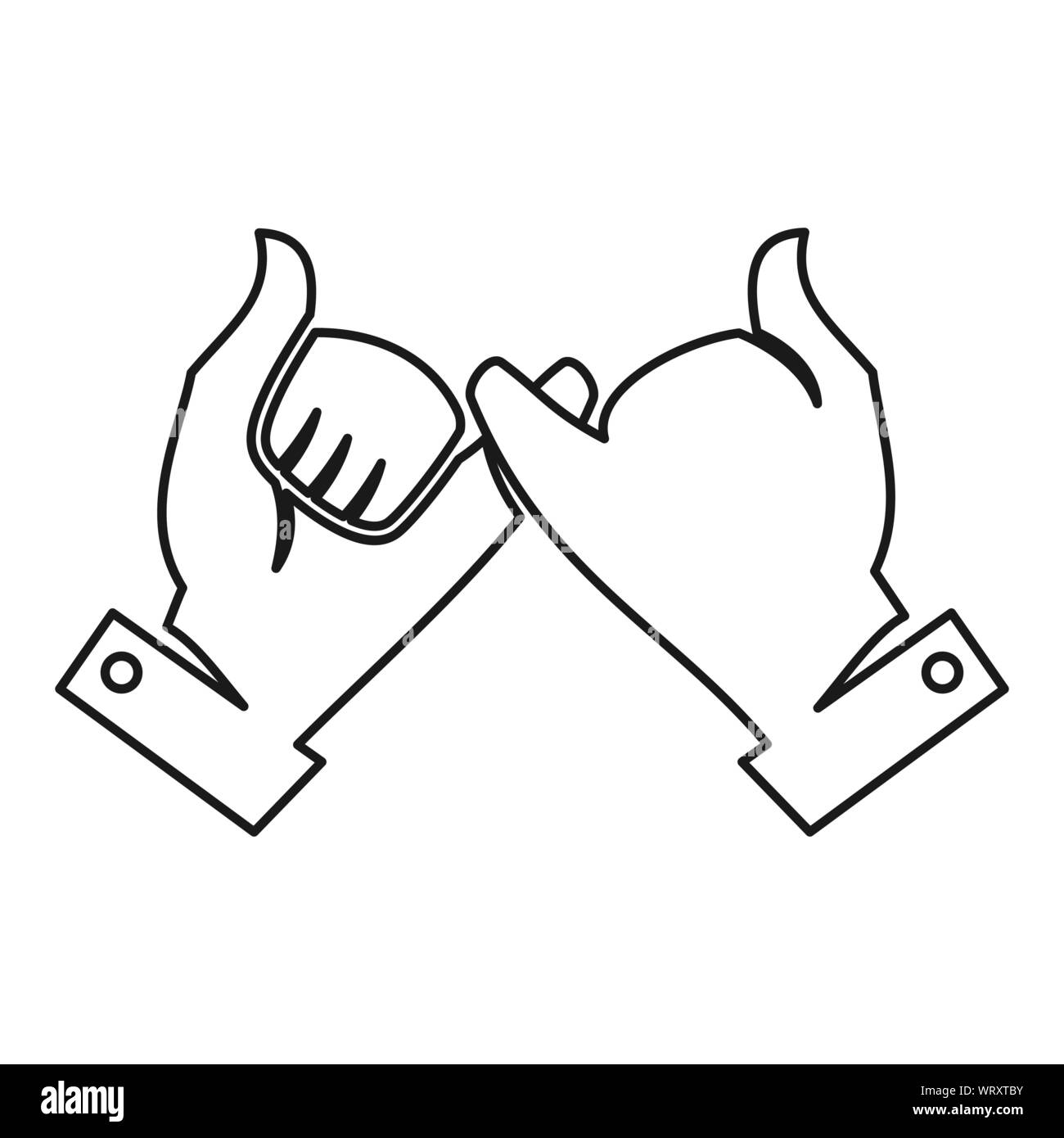 Two hand Commitment Teamwork Together Outline Logo vector Stock Vector ...