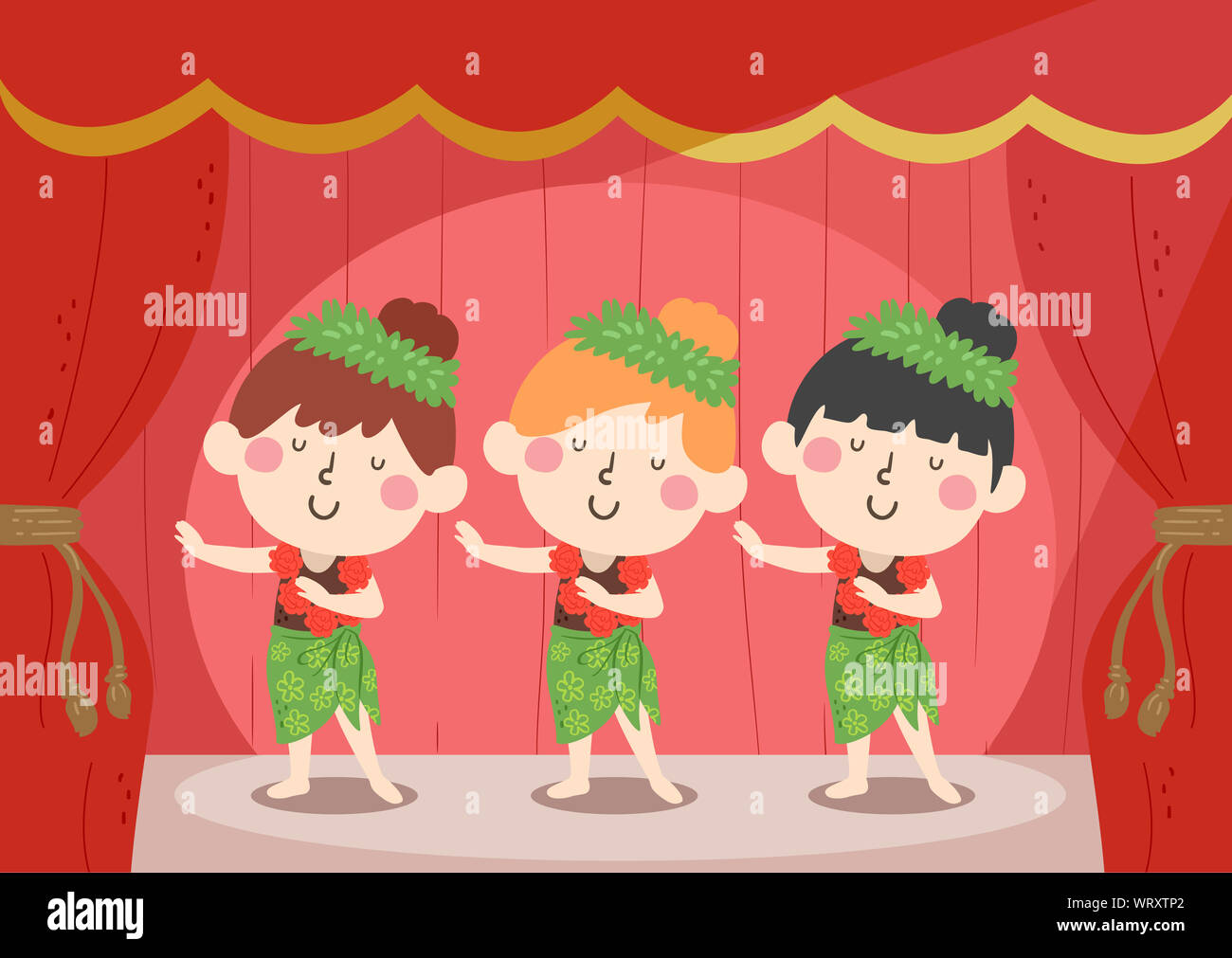 Illustration of Kids Girls Performing Ethnic Dance for Asian, American ...