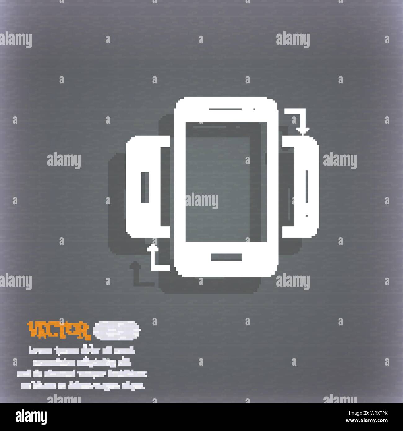 Synchronization sign icon. smartphones sync symbol. Data exchange. On the blue-green abstract ...