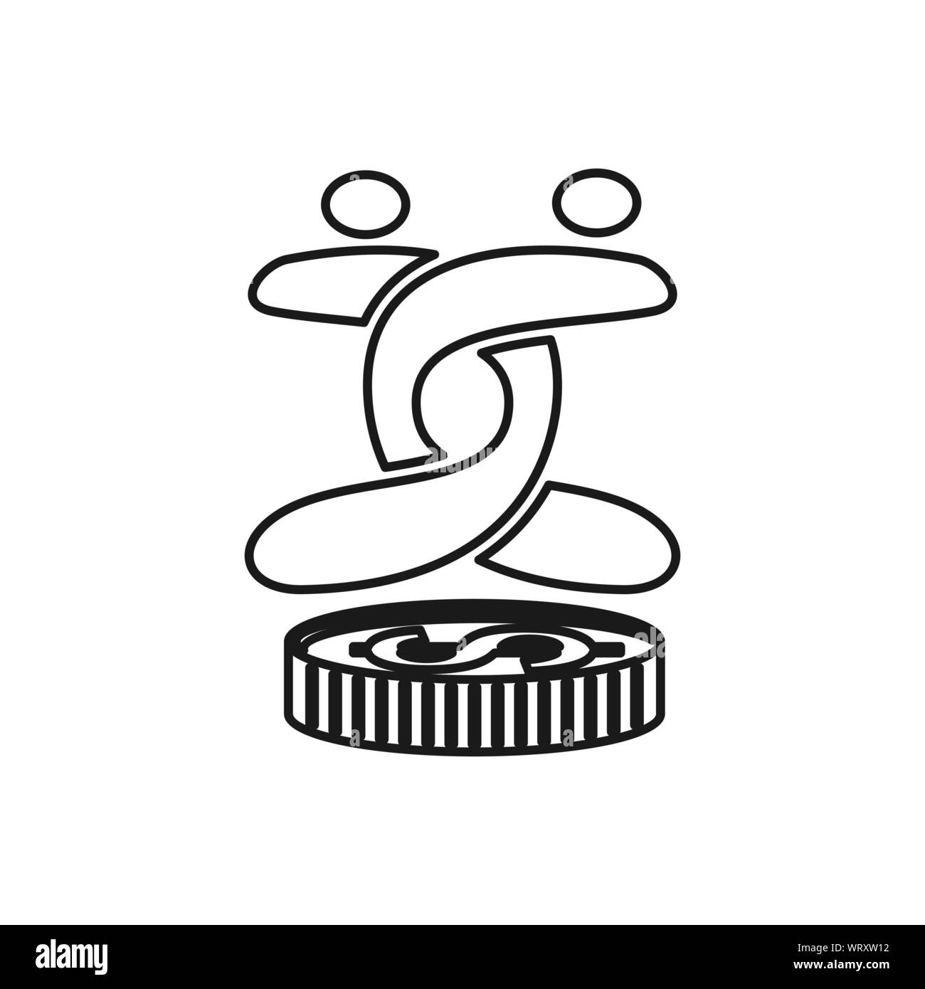 coin money people Commitment Teamwork Together Outline Logo Stock ...