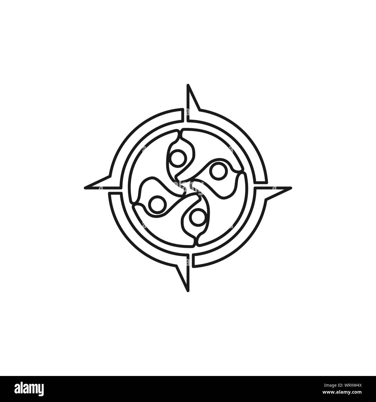 adventure compass Commitment Teamwork Together Outline Logo Stock ...