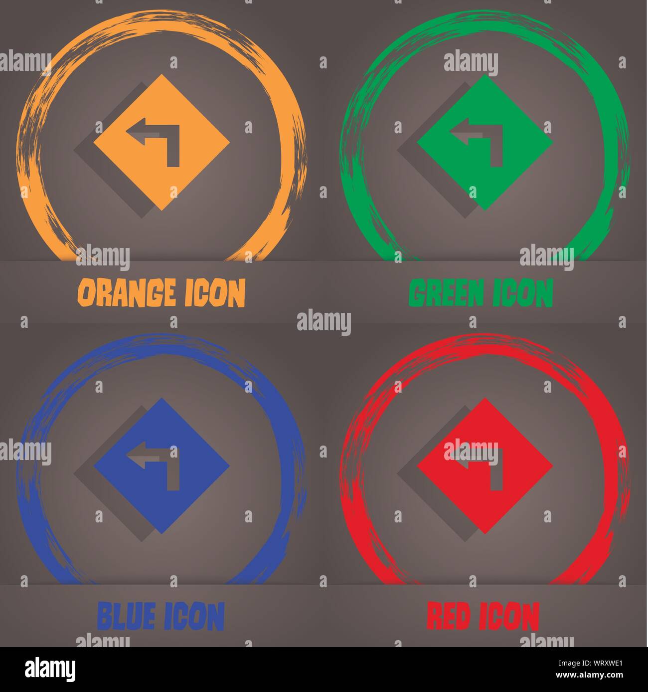 Road sign warning of dangerous left curve icon sign. Fashionable modern ...