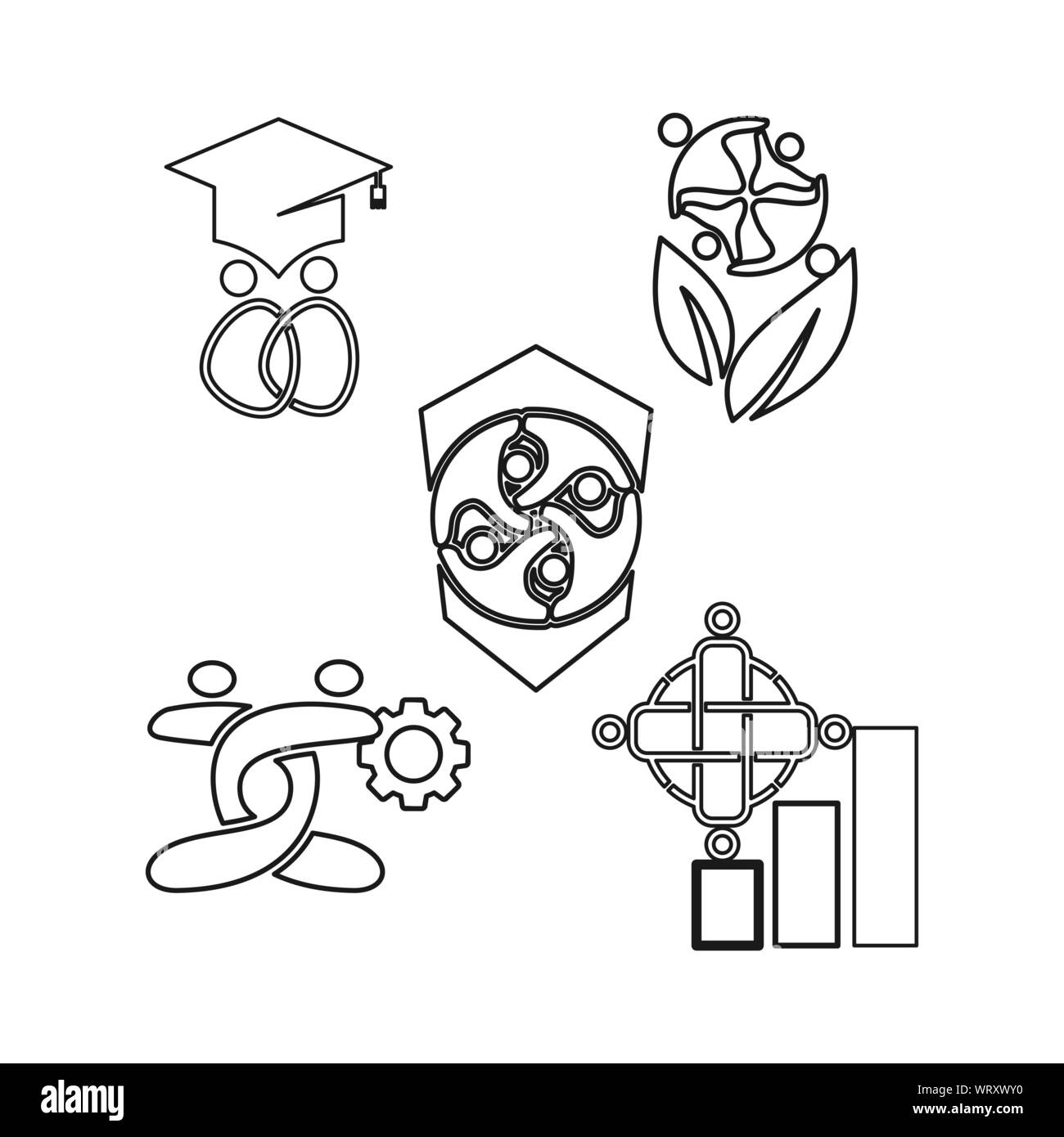 gear leaf education Commitment Teamwork Together Outline Logo Stock Vector Image & Art - Alamy