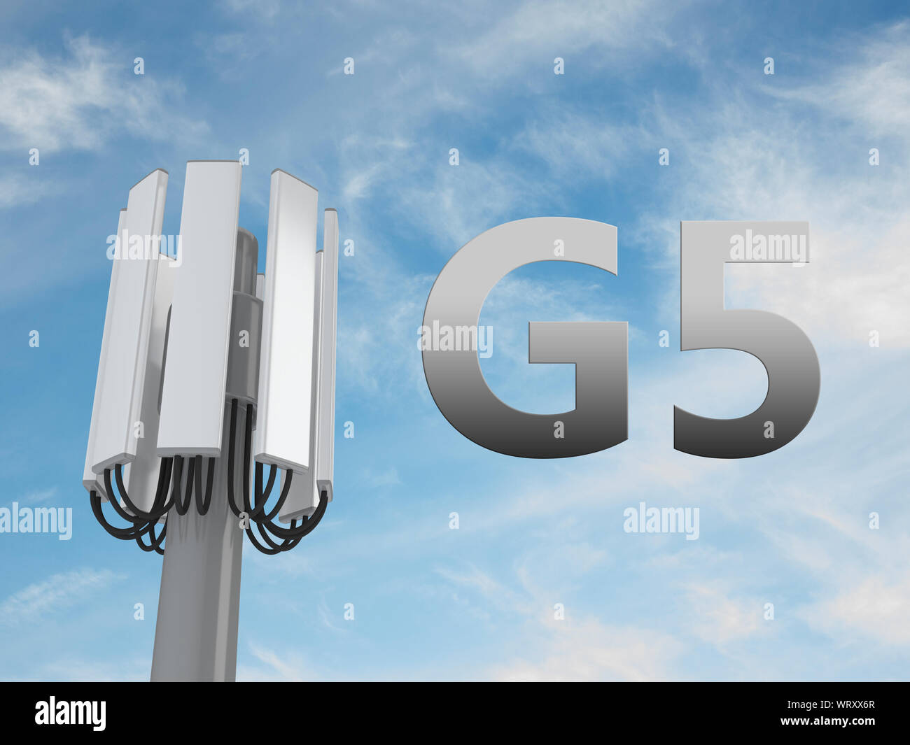 3D illustration of G5 script beside a communication pole Stock Photo ...