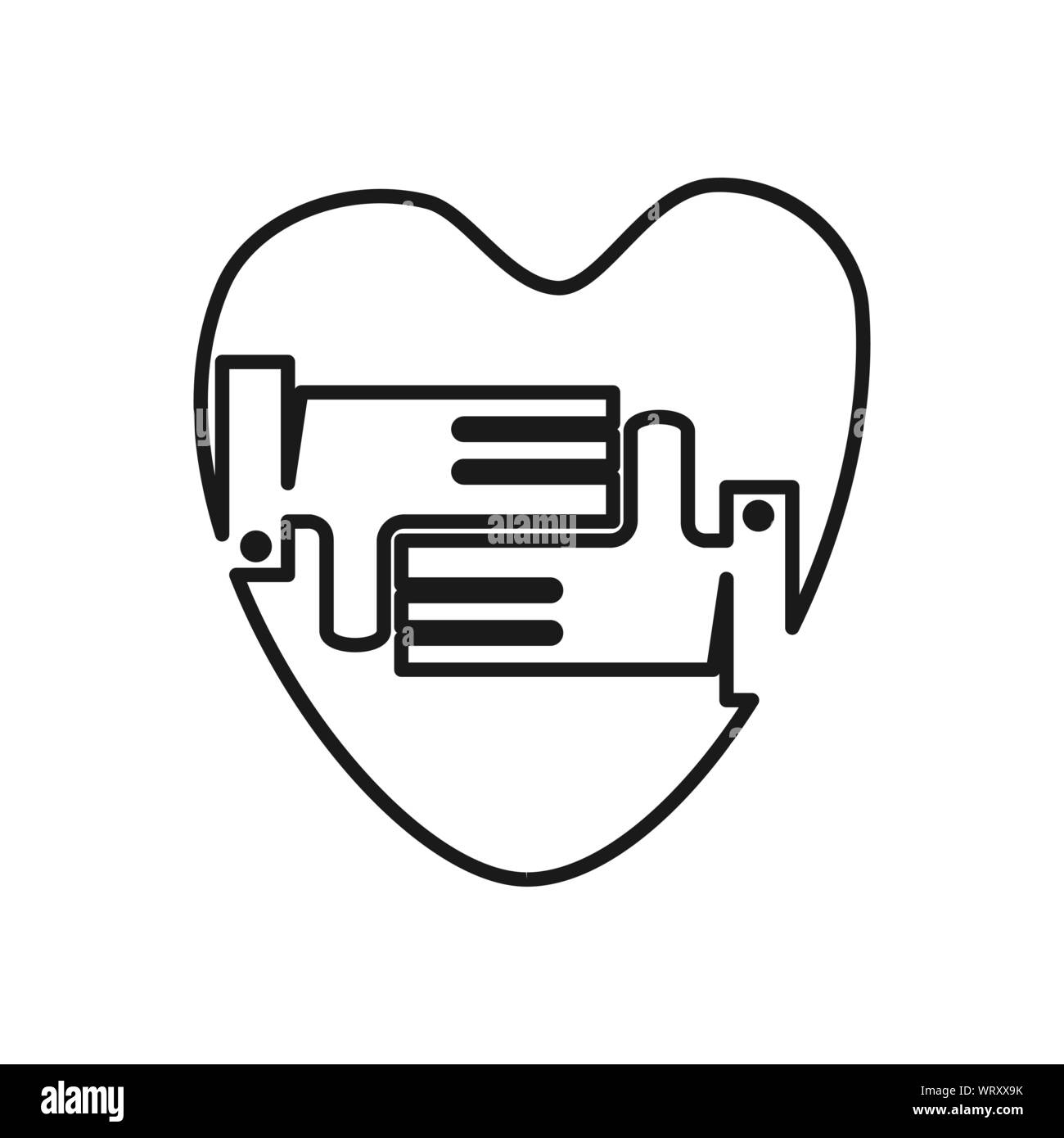 Together heart handshake outline Cut Out Stock Images & Pictures - Alamy