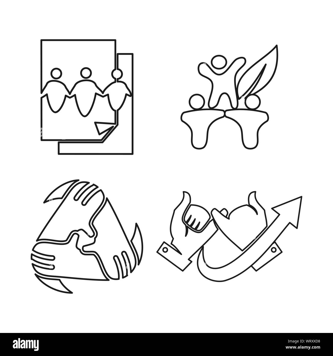 paper leaf arrow Commitment Teamwork Together Outline Logo Stock Vector Image & Art - Alamy