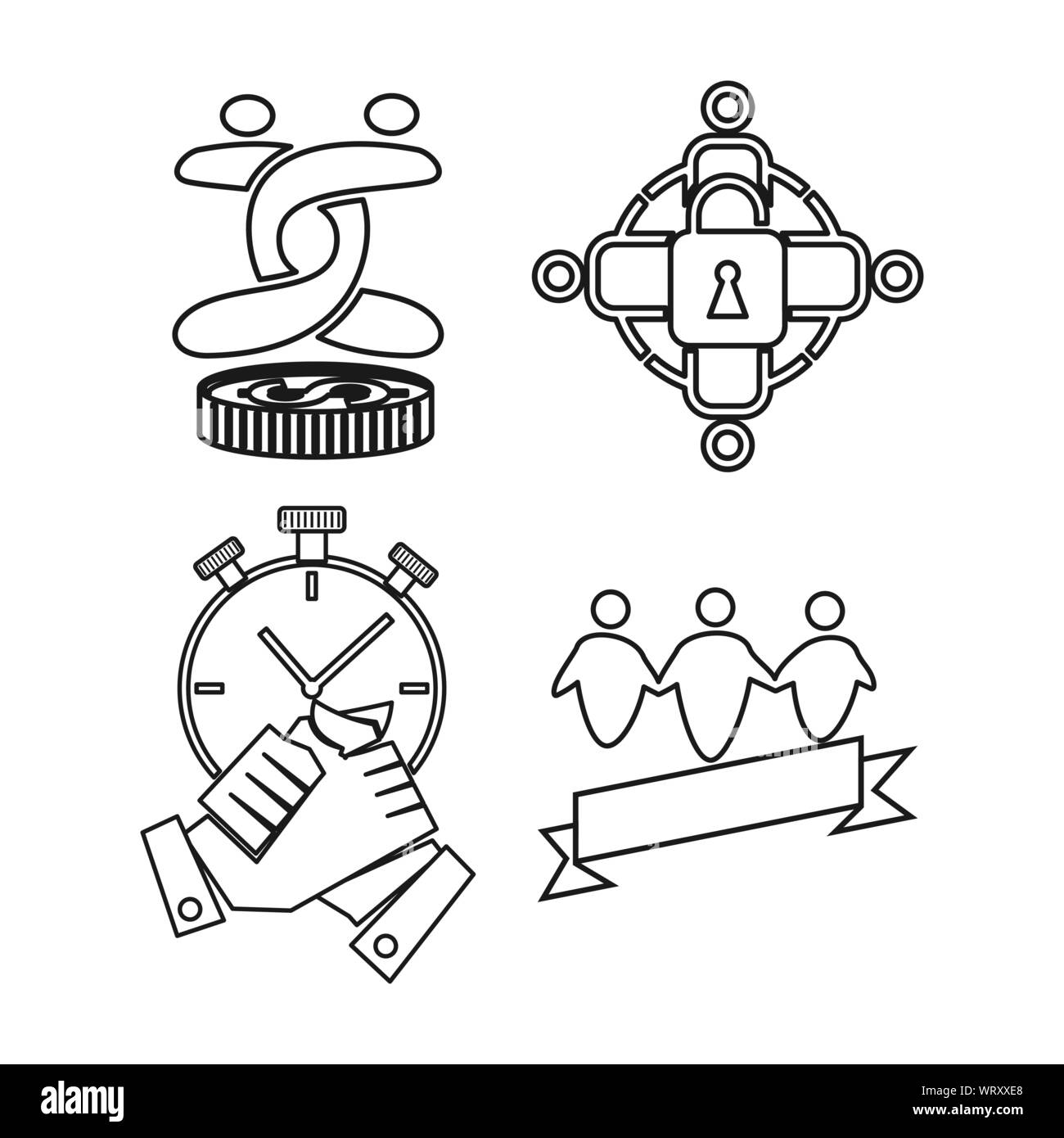 money lock time ribbon Commitment Teamwork Together Outline Logo Stock Vector Image & Art - Alamy
