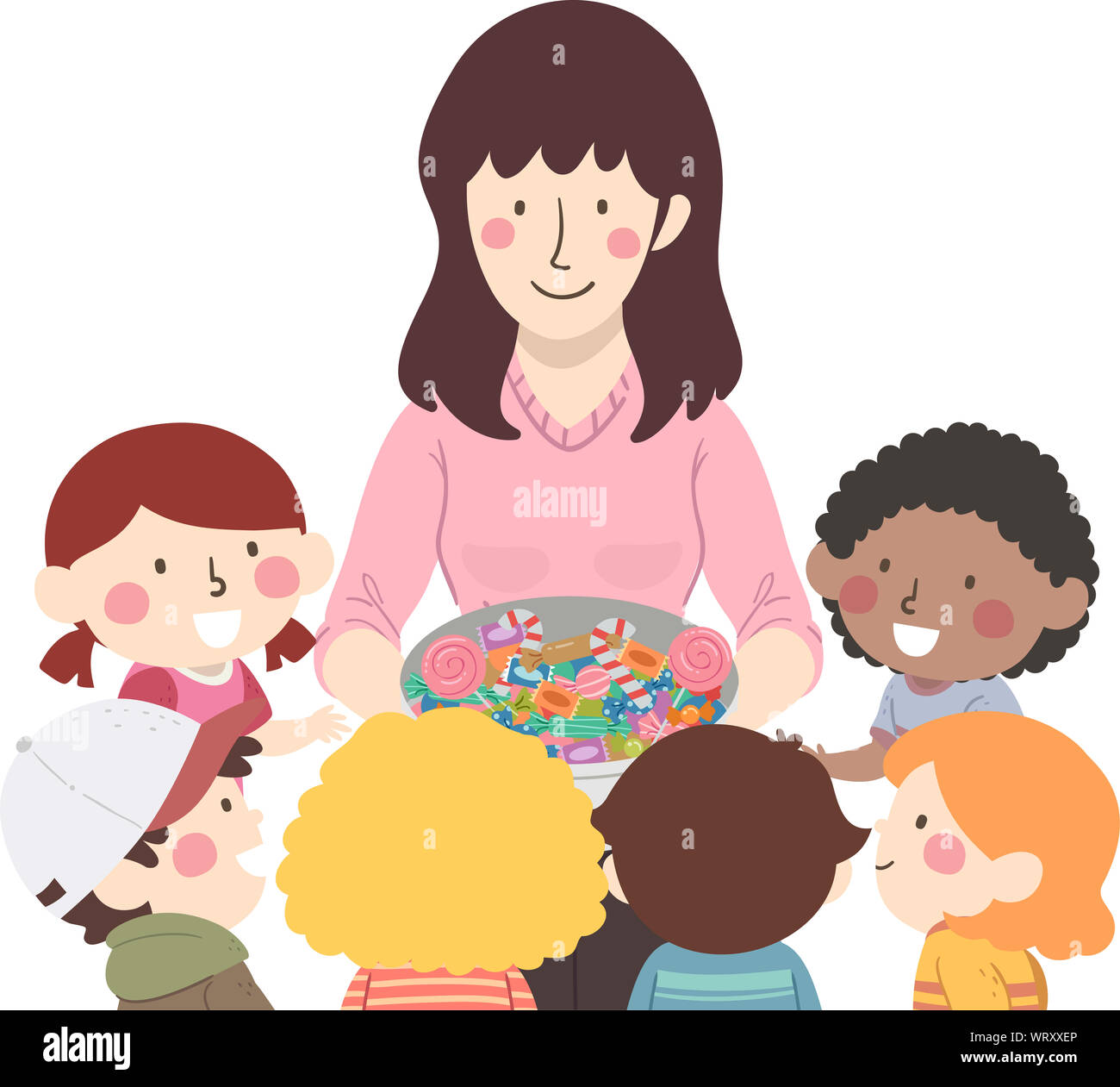 Illustration of Kids Receiving Chocolate Candies and Treats from their ...