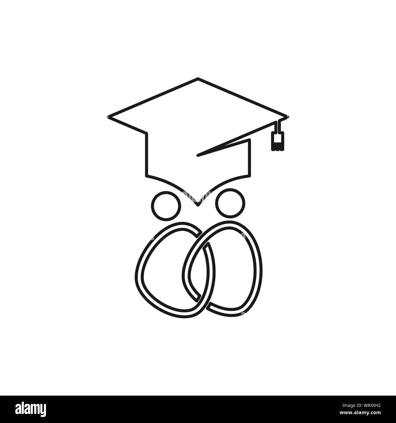 hat graduate people Commitment Teamwork Together Outline Logo Stock ...