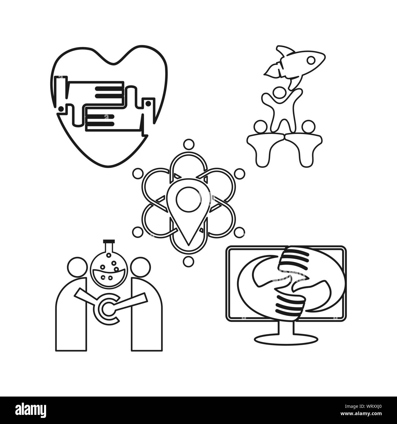 heart place rocket Commitment Teamwork Together Outline Logo Stock Vector Image & Art - Alamy