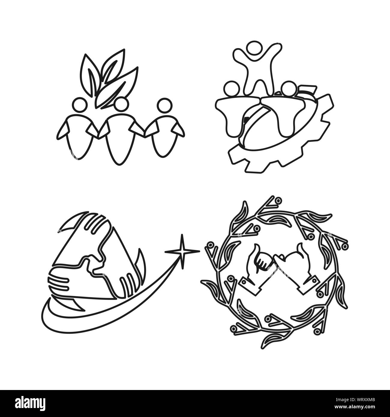 leaf gear leaf star Commitment Teamwork Together Outline Logo Stock Vector Image & Art - Alamy