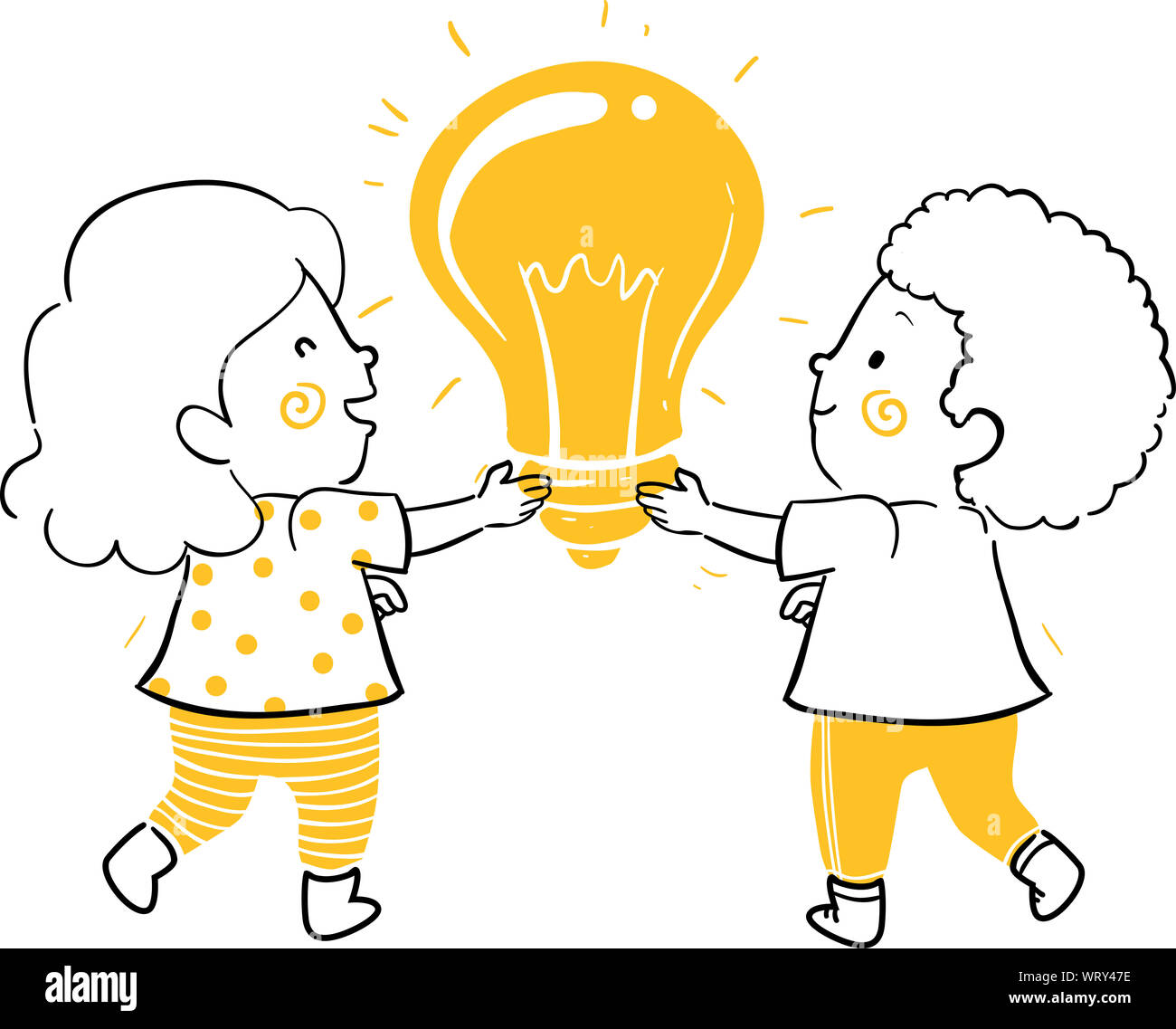 Illustration of Kids Holding a Big Light Bulb Together. Idea Concept ...