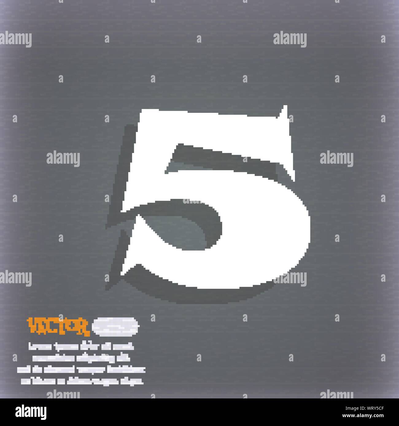 number five icon sign. On the blue-green abstract background with ...