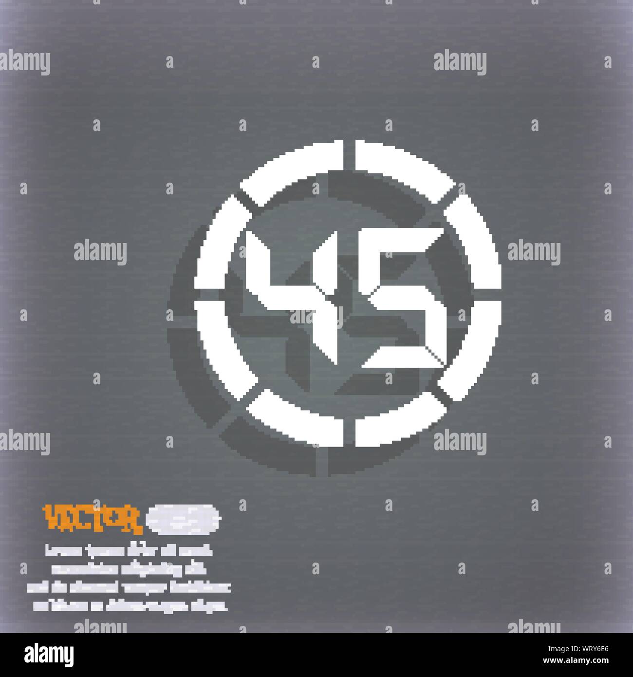 45 second stopwatch icon sign. On the blue-green abstract background ...