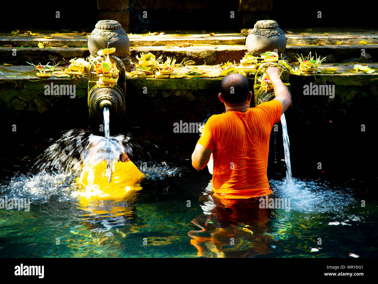 Ritual Purification Bath at Tirta Empul Temple - Bali - Indonesia Stock ...