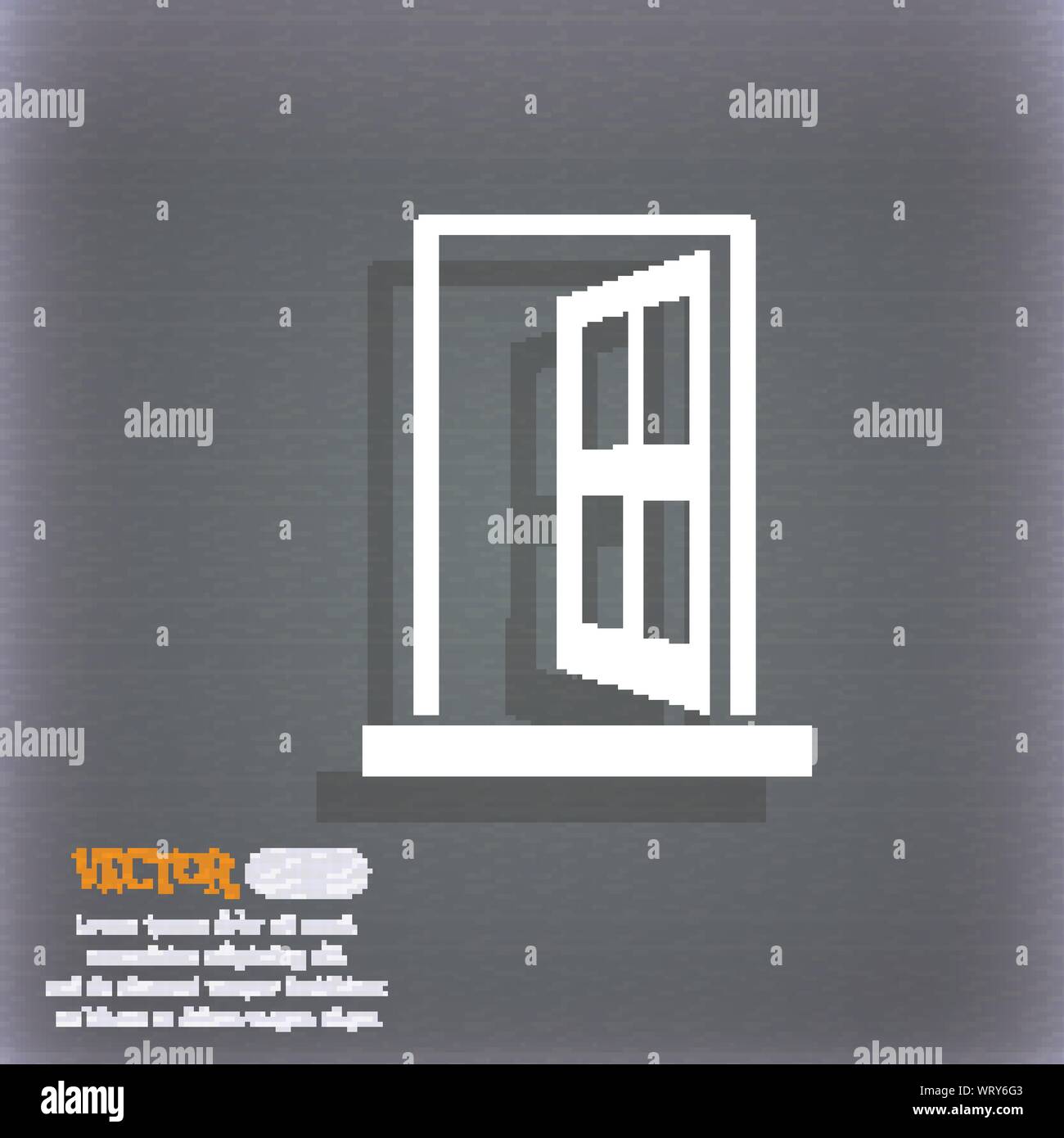 Door, Enter or exit icon sign. On the blue-green abstract background ...