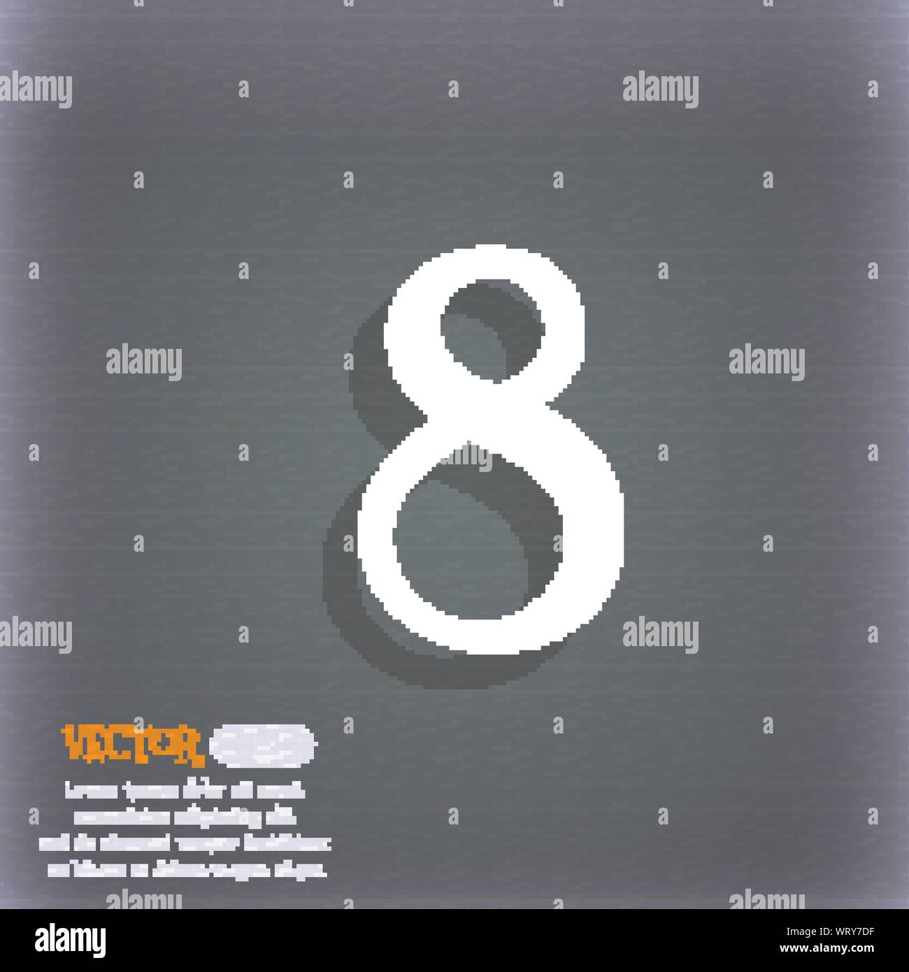 number Eight icon sign. On the blue-green abstract background with ...