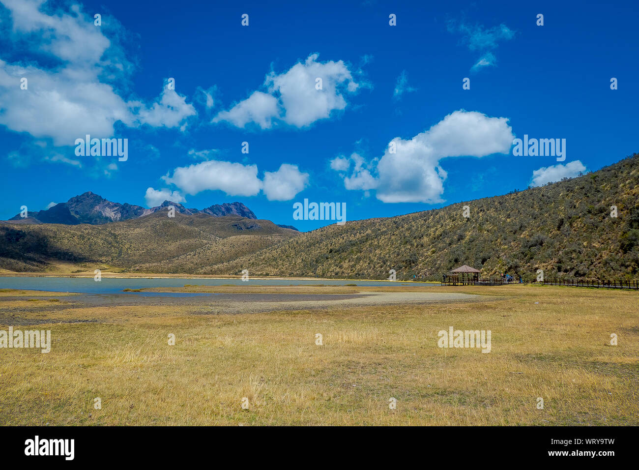 Shore of the lake Limpiopungo located in Cotopaxi national park ...