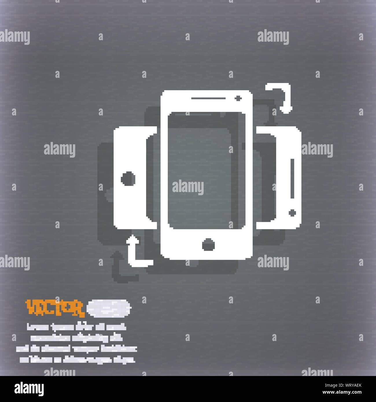 Synchronization sign icon. smartphones sync symbol. Data exchange. On the blue-green abstract ...